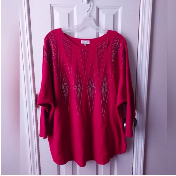 Siren Lily | Sweaters | Siren Lily Nwot Red Sweater Batwing Diamond ...